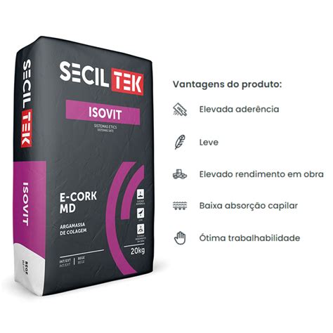 Argamassa De Colagem Com Agregados De Cortiça Natural Seciltek Isovit E Cork Md