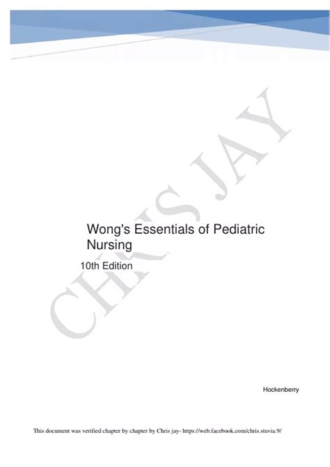Wongs Essentials Of Pediatric Nursing 10th Edition Wong S
