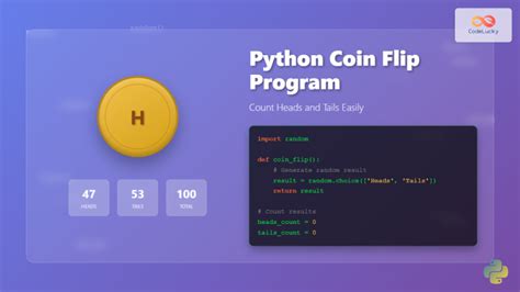 Python Coin Flip Program Count Heads And Tails Easily Codelucky