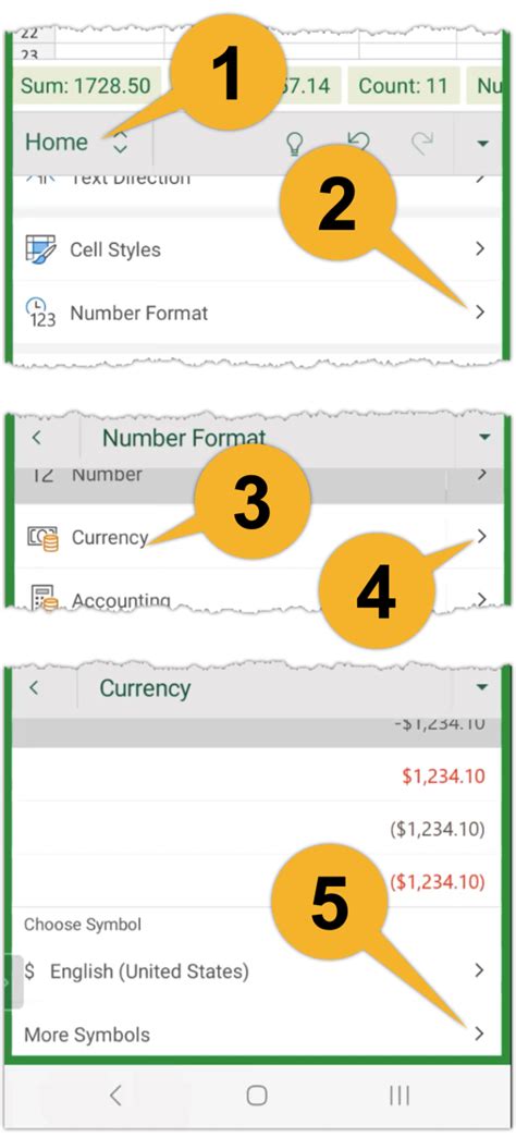 Format Cells To Currency Excel Android App