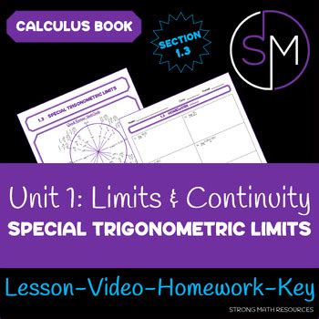 Calculus 1 3 Special Trigonometric Limits Lesson Video Homework Key
