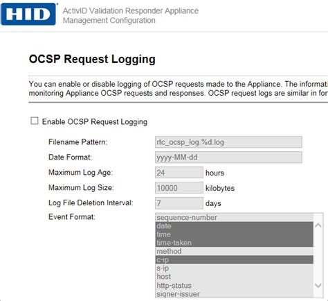 procedure 4 configure ocsp request logging