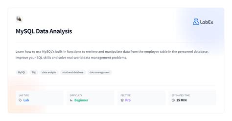Mysql Functions Data Analysis Relational Database Labex