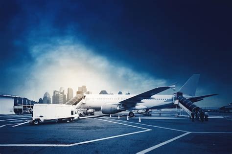 o avião está sendo carregado com a carga no aeroporto foto premium