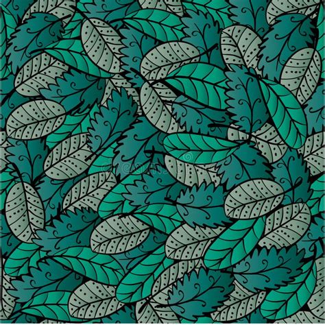 Leaves Seamless Pattern Hand Drawing Leaf Texture Stock Vector Illustration Of Element