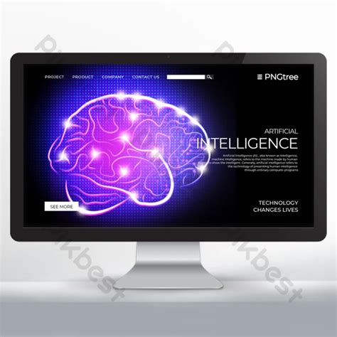 검은 배경 공상 과학 소설 스타일 인간의 뇌 요소 과학 기술 지적인 선전 웹 페이지 Png Psd 무료 다운로드 Pikbest