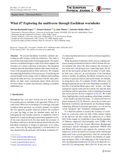 Pdf What If Exploring The Multiverse Through Euclidean Wormholes