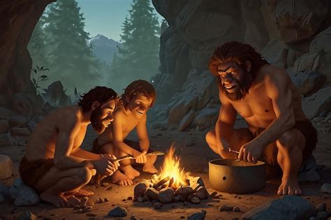 90000 Human Evolution Caveman Torch Fire Pictures