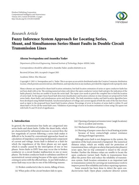 Pdf Fuzzy Inference System Approach For Locating Series Shunt And Simultaneous Series Shunt