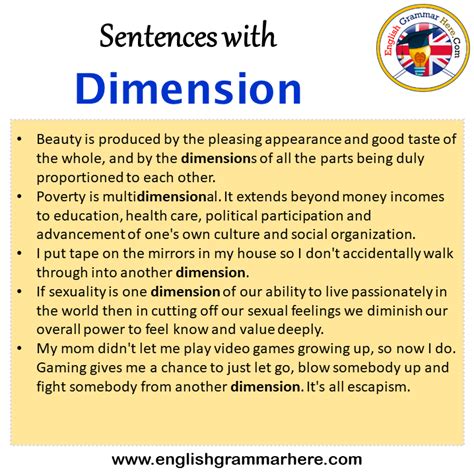Sentences With Dimension Dimension In A Sentence In English Sentences