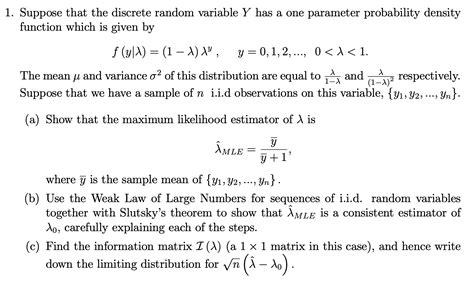 Solved Suppose That The Discrete Random Variable Y Has A Chegg