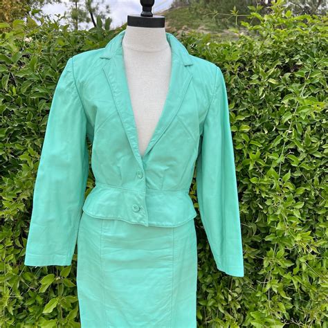 Leather Skirt Suit Set Etsy