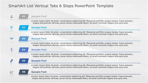 SmartArt List Vertical Tabs 4 Steps PowerPoint Template