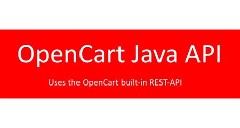 Opencart Java Api For Opencart