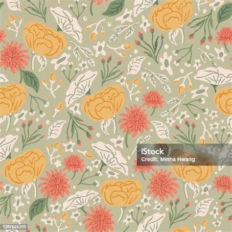 벡터 레트로 컬러 플라워 일러스트 스원스 반복 패턴 패션과 가정 및 주방 장식 프린트 패브릭 디지털 아트워크 0명에 대한 스톡