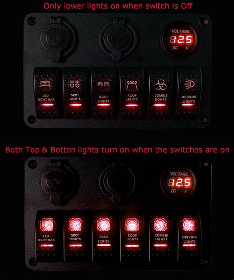Buy 6 Gang Rocker Switch Panel With Dual Usb Socket Power Socket And Voltmeter For Car Boat