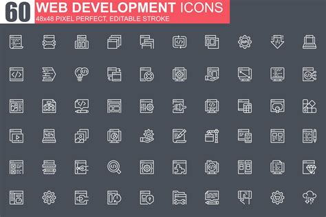 Web Development Thin Line Icon Set Vector Art At Vecteezy