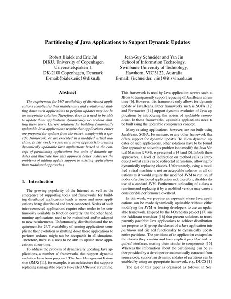 Pdf Partitioning Of Java Applications To Support Dynamic Updates