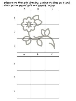 Floral Easy Grid Drawing Activities Floral Art Sub Plan Grid Art