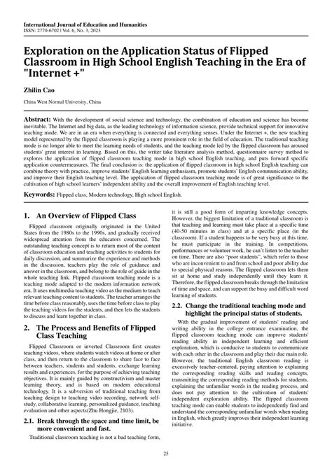 Pdf Exploration On The Application Status Of Flipped Classroom In High School English Teaching