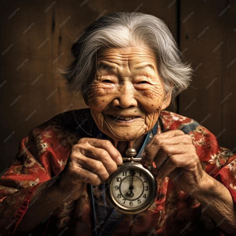 Premium Ai Image A Old Woman With Old Clock