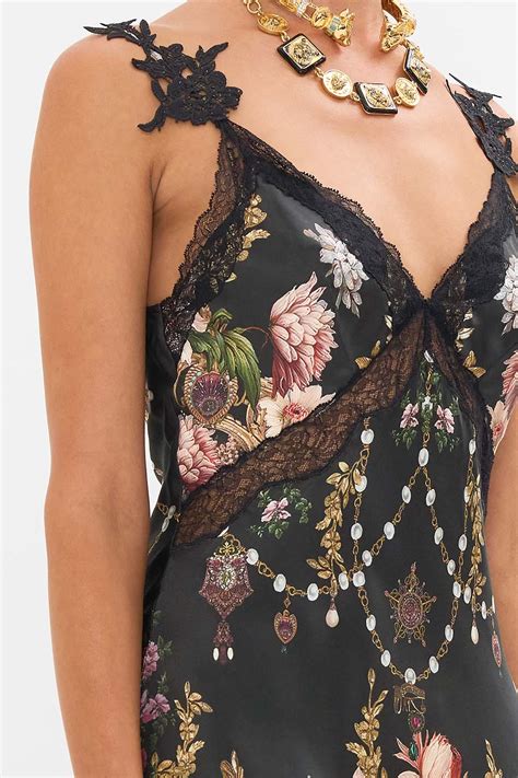 The Dynasty Daze V Neck Full Length Bias Slip Dress Camilla Au Camilla