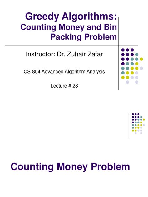 lecture 28 money counting and bin packing problem pdf mathematical optimization