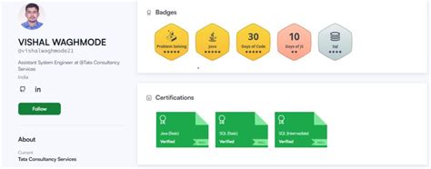 Hackerrank Certifications Continuouslearning Softwaredevelopment Vishal Waghmode
