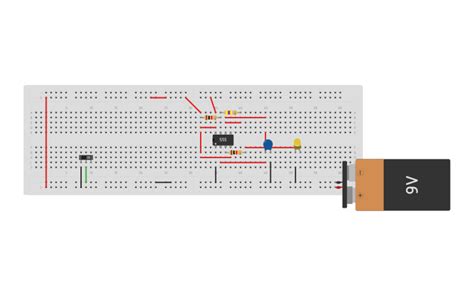 Circuit Design Blinking Led Using 555 Timer By Using Switch Tinkercad