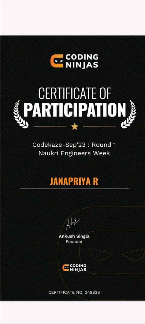 Janapriya R On Linkedin Codekaze Codingninjas Round1challenge