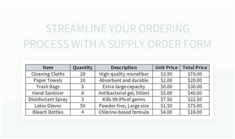 Streamline Your Ordering Process With A Supply Order Form Excel Template Free Download Pikbest