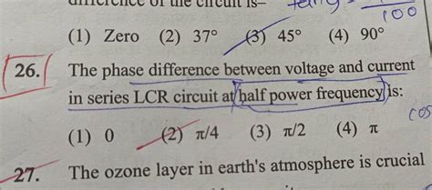 The Phase Difference Between Voltage And Current In Series Lcr Circuit At