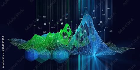 Futuristic Analytical Background With Wireframe Algorithm Analyze Data And Blurred Lines