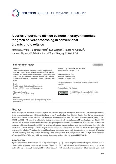 Pdf A Series Of Perylene Diimide Cathode Interlayer Materials For Green Solvent Processing In