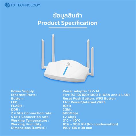 T3 Ax1800 Wi Fi 6 Router Wr1 เราเตอร์รับสัญญาณ Wi Fi 6 ตัวขยายสัญญาณเน็ต 2 4ghz 5ghz 4 เสา