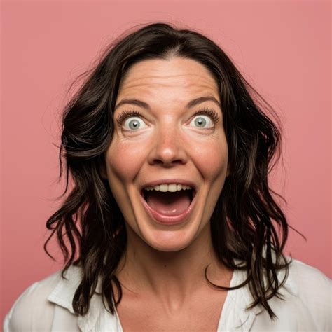 Premium Photo A Woman With Her Mouth Wide Open On A Pink Background