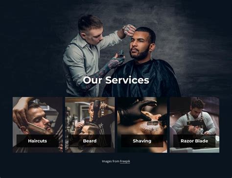 premium barber shop services html code example by nicepage