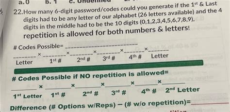 Solved 22 How Many 6 Digit Passwordcodes Could You