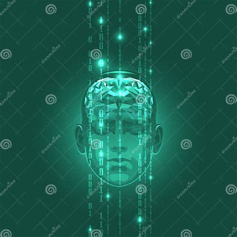 The Concept Of Active Human Brain With Binary Code Stock Vector Illustration Of Knowledge
