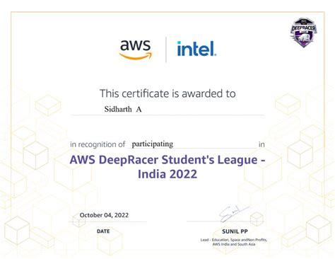 Sidharth A On Linkedin Aws Amazon Intel Participation