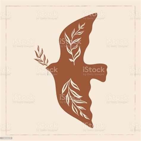 간단한 손으로 그린 및 리노컷 스타일의 벡터 일러스트 자연 인쇄 포스터 또는 로고 템플릿 자연 일러스트 비둘기 꽃과 자유 0명에 대한 스톡 벡터 아트 및 기타 이미지