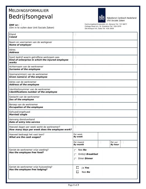 Aanvraagformulier Bedrijfsongeval