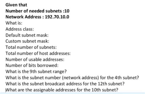 Solved Given That Number Of Needed Subnets 10 Network Chegg Com