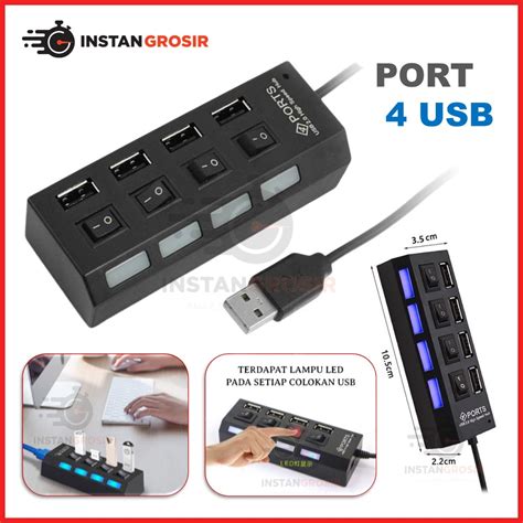 Jual Usb Hub Port Output On Off Led In Colokan Konektor Cocok Untuk Flashdisk Mouse