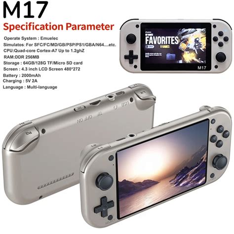 M17 Handheld Game Console Portable Retro Video Game Console 4 3 Inch Hd Screen Quad Core Emuelec