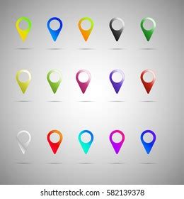 Colorful Map Pointer Icon Set Large Stock Vector Royalty Free