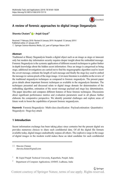 A Review Of Forensic Approaches To Digital Image Steganalysis Request Pdf