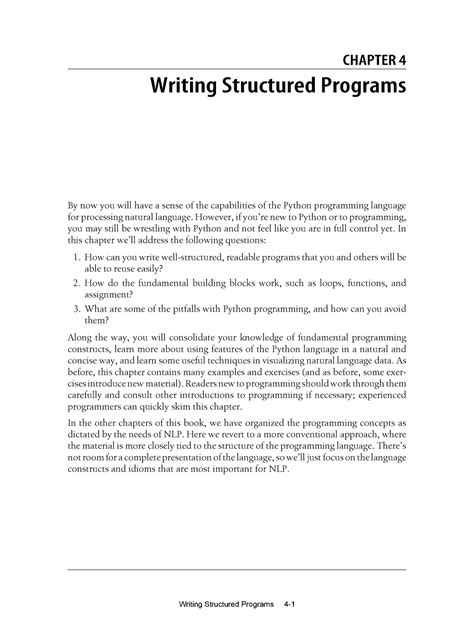 Writing Structured Programs Chapter 4 Writing Structured Programs By Now You Will Have A Sense