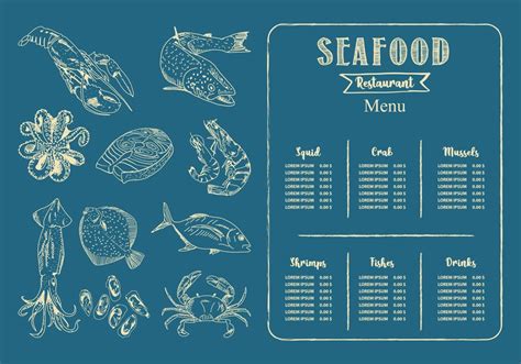 Seafood Restaurant Menu Template Vector 2037266 Vector Art At Vecteezy