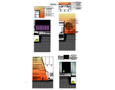 Hotel Building Constructive Sectional Details With Foundation Dwg File